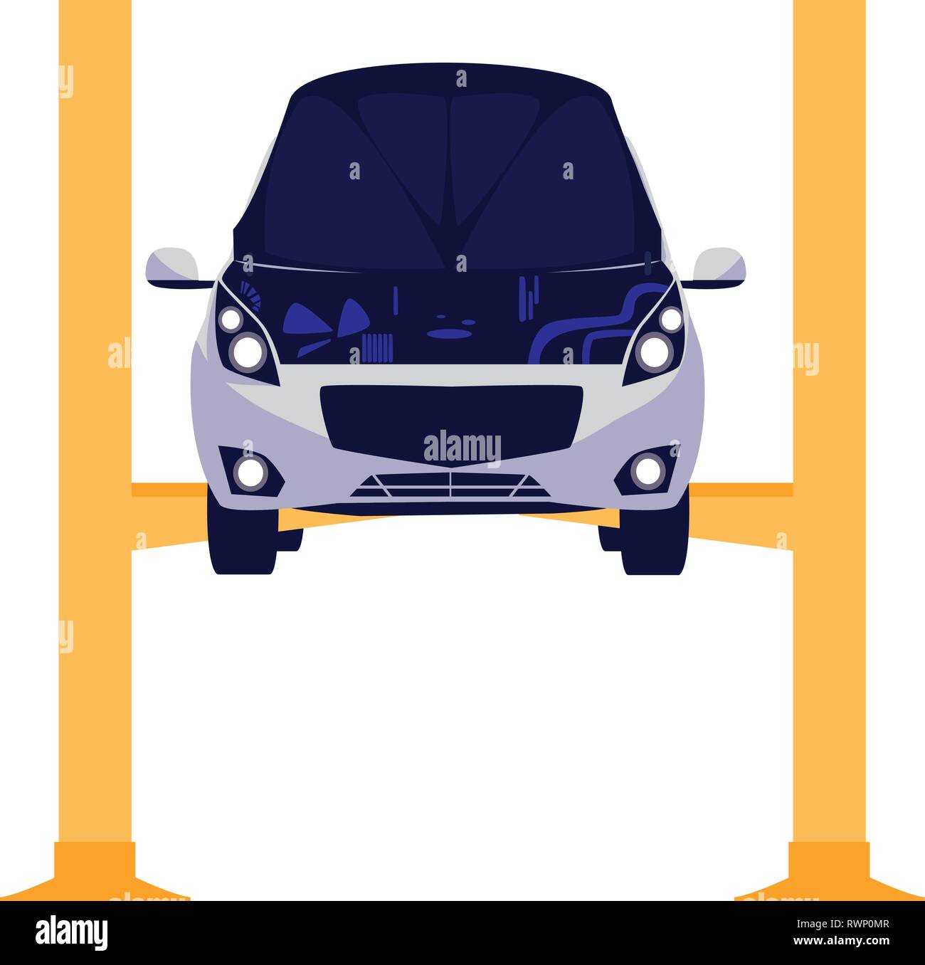 car vehicle in platform mechanical workshop vector illustration design ...