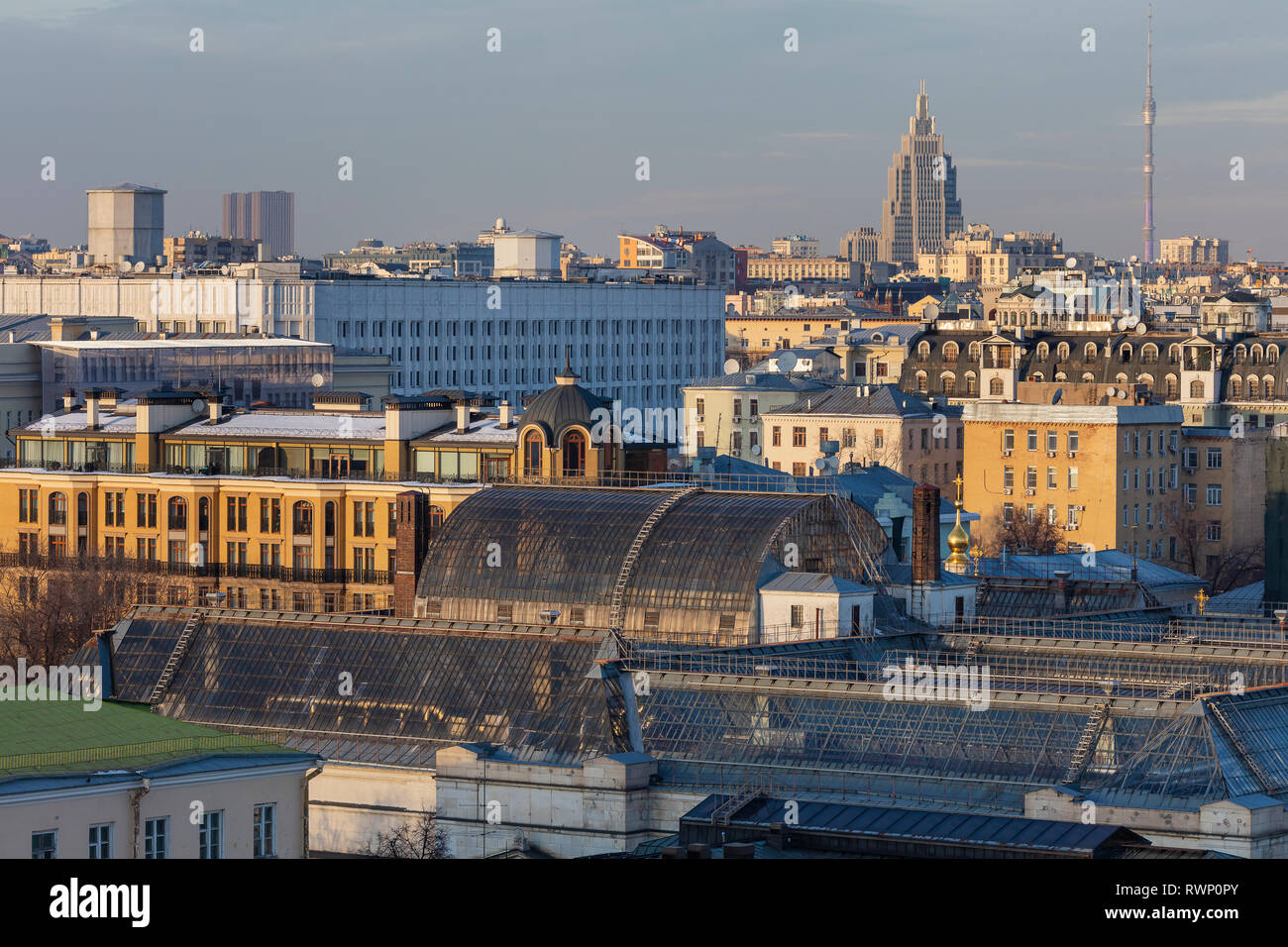 Cityscape, roof of Pushkin Museum, Moscow, Russia Stock Photo - Alamy