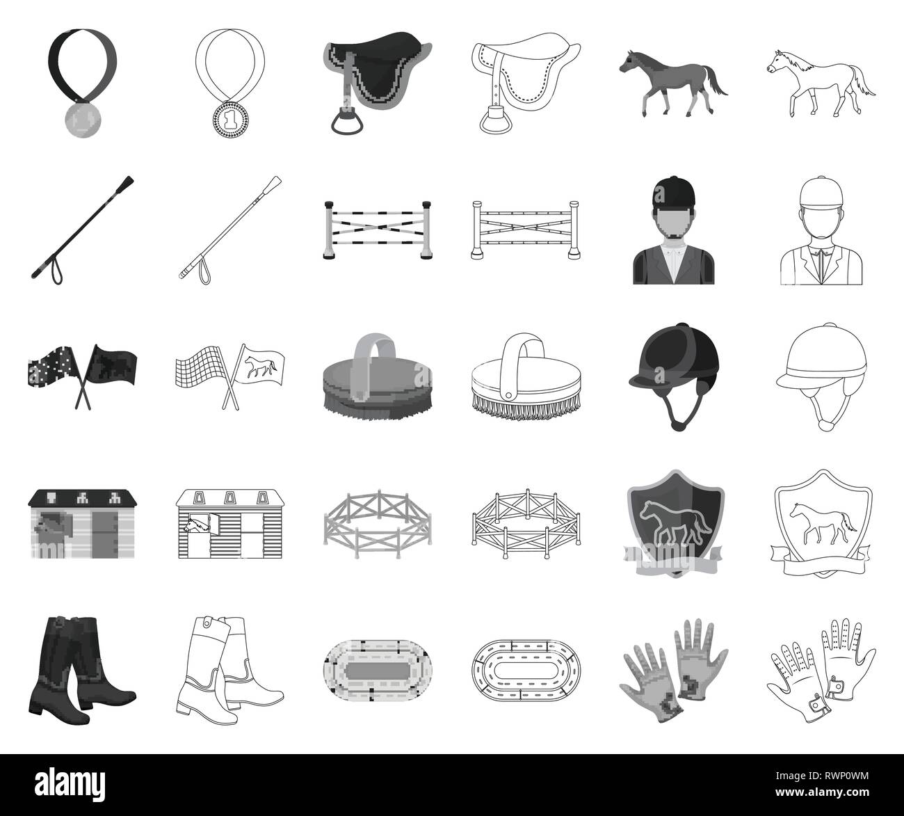 Riding stables vector vectors Black and White Stock Photos & Images - Alamy