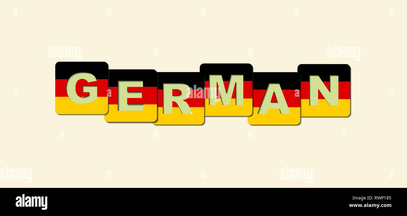 The word Germany is made of cubes in the colors of the national flag ...