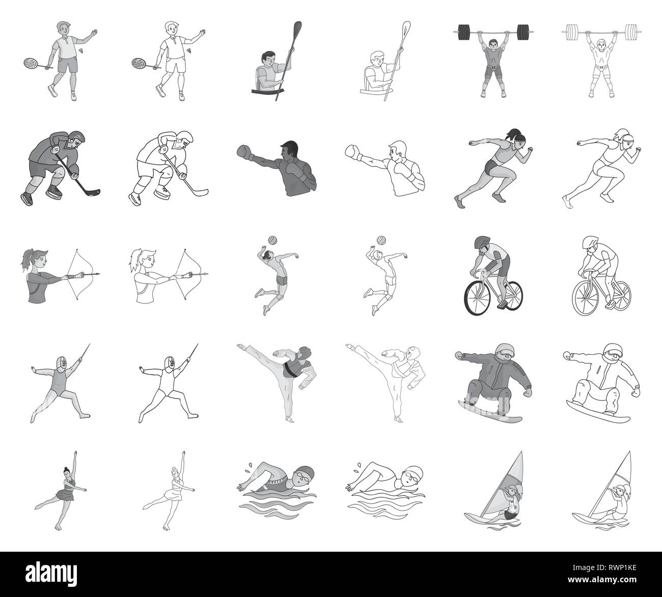 Exercise stick figure set Black and White Stock Photos & Images - Alamy