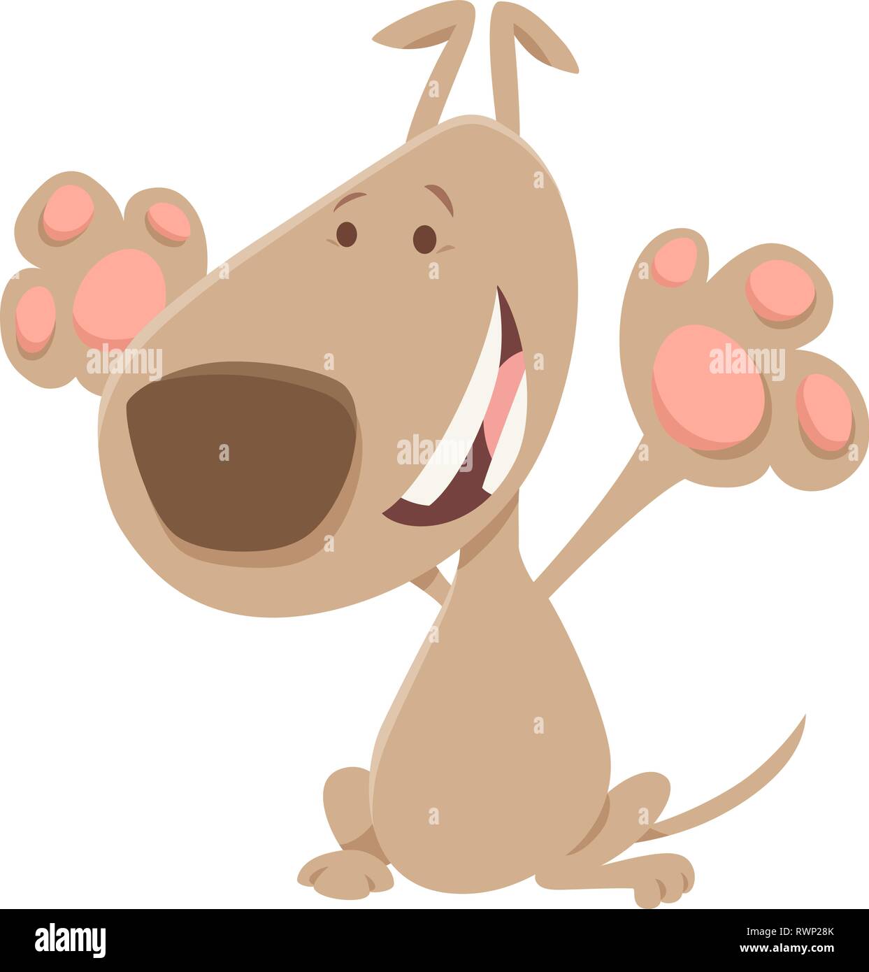 Cartoon Illustration of Happy Beige Dog Animal Character Stock Vector ...