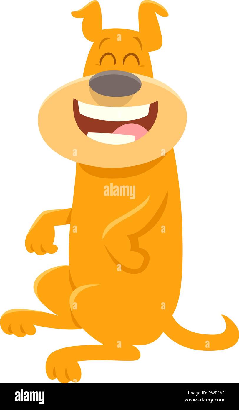 Cartoon Illustration of Happy Dog or Puppy Animal Character Stock ...