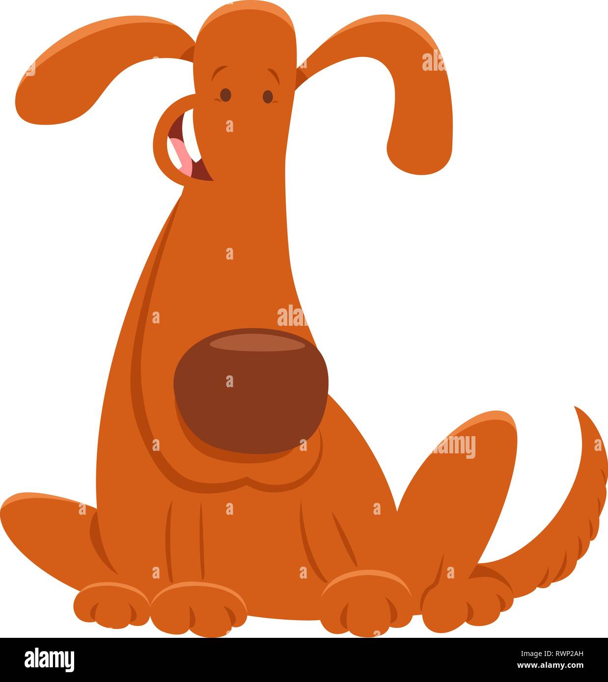 Cartoon Illustration of Funny Brown Dog or Puppy Animal Character Stock ...