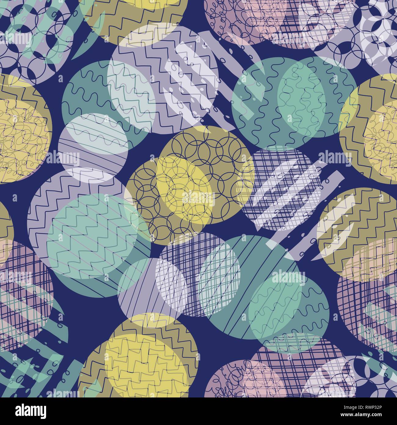 Abstract circles seamless vector pattern. Layered dots different ...