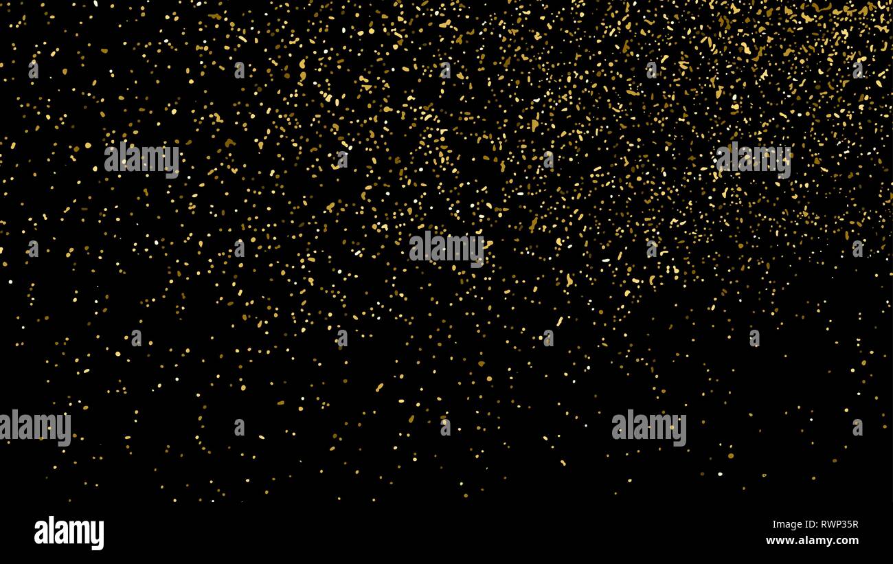 Gold Glitter Texture Isolated On Black. Amber Particles Color. Celebratory Background. Golden ...