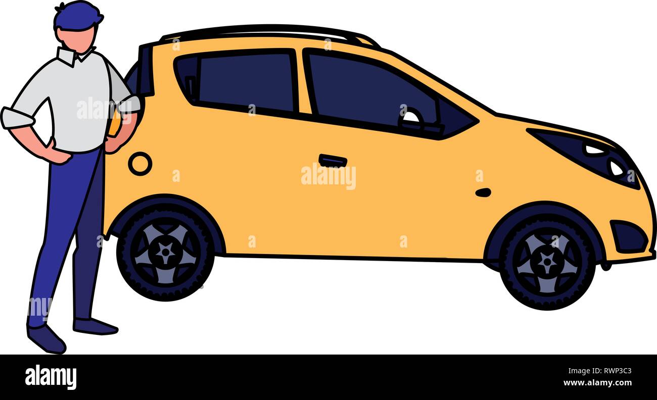 Cartoon illustration businessman driving car Stock Vector Images - Alamy