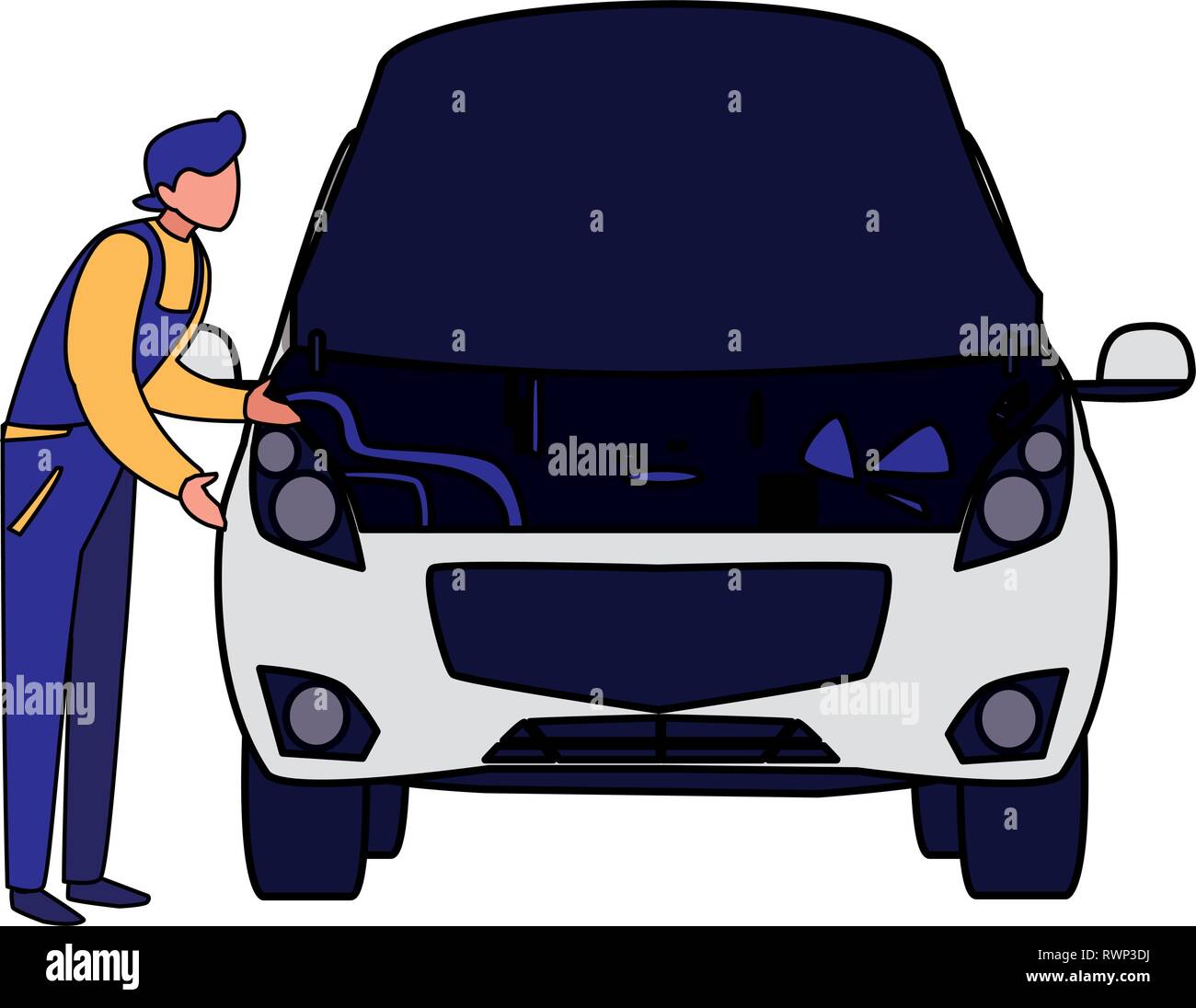 Cartoon Of Man Fixing Car High Resolution Stock Photography and Images ...