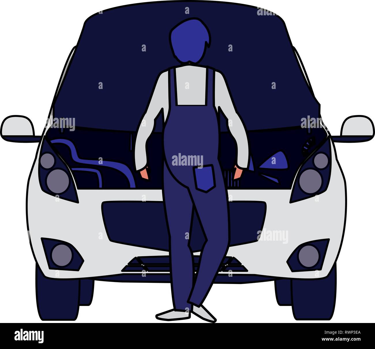 mechanic worker with car vehicle vector illustration design Stock ...