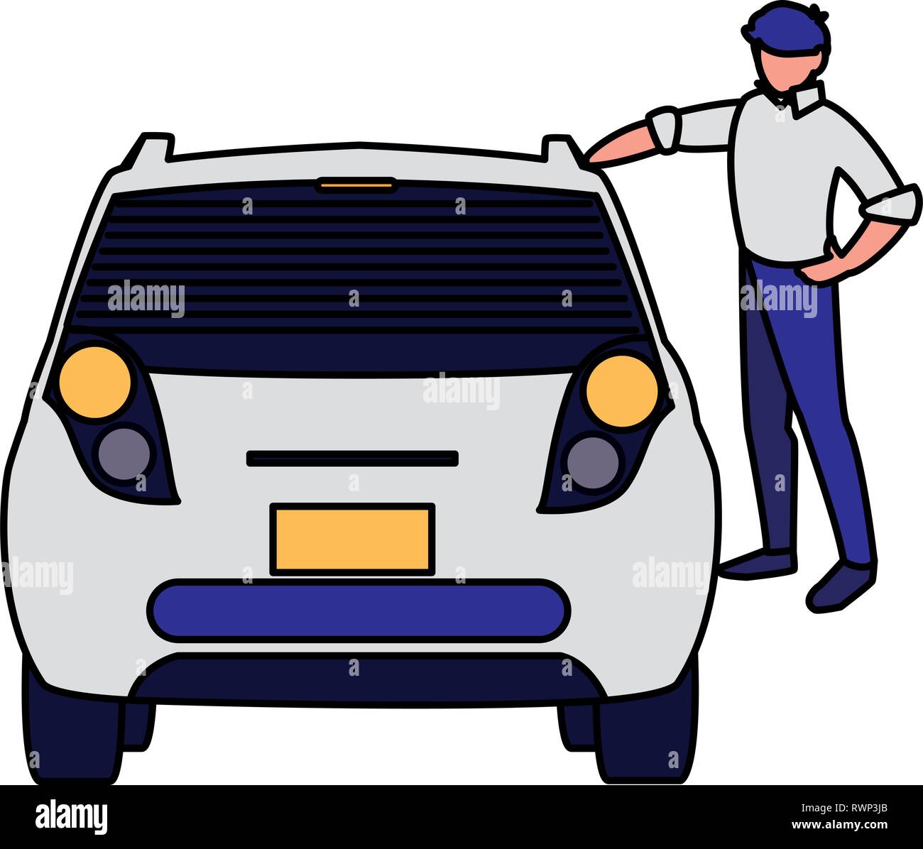 Cartoon Illustration Businessman Driving Car Stock Photos & Cartoon ...