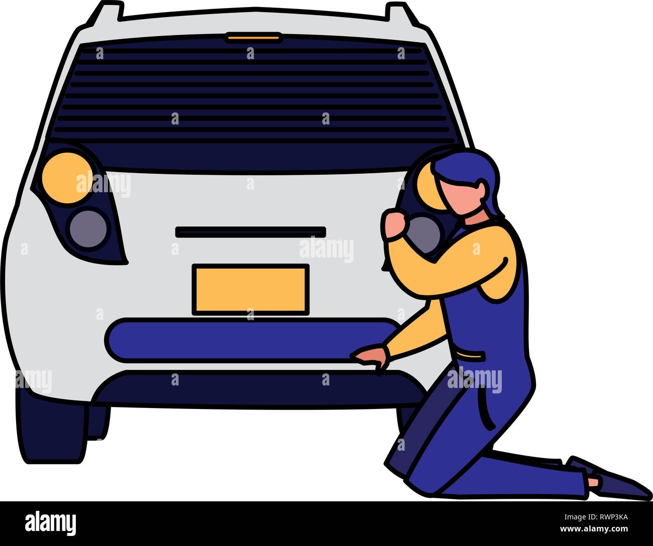 mechanic worker with car vehicle vector illustration design Stock ...