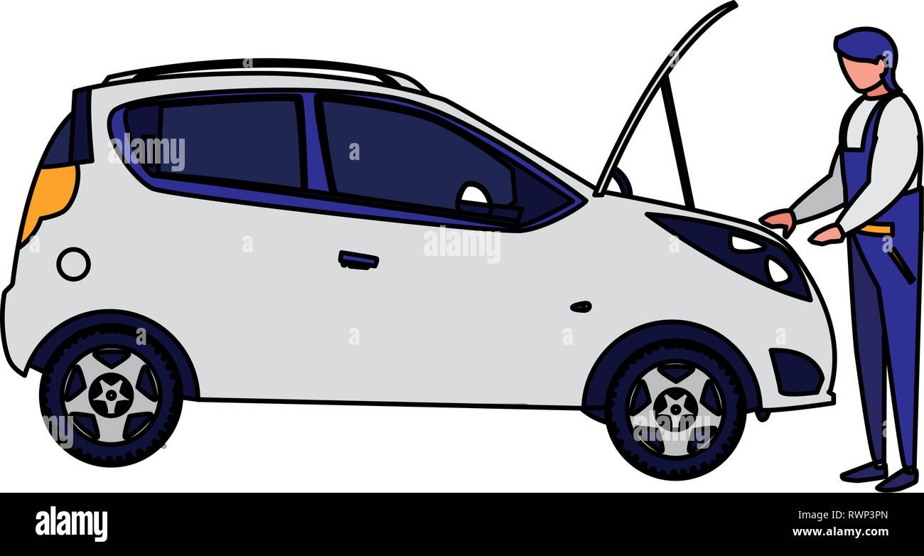 Cartoon Of Man Fixing Car High Resolution Stock Photography and Images ...