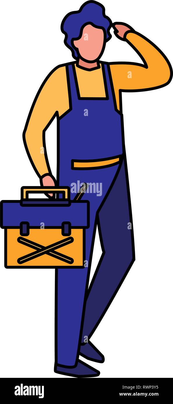 mechanic worker with toolbox vector illustration design Stock Vector ...