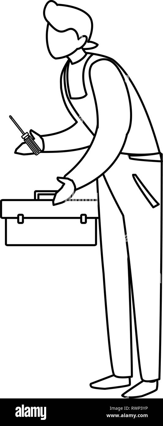 mechanic worker with toolbox vector illustration design Stock Vector ...