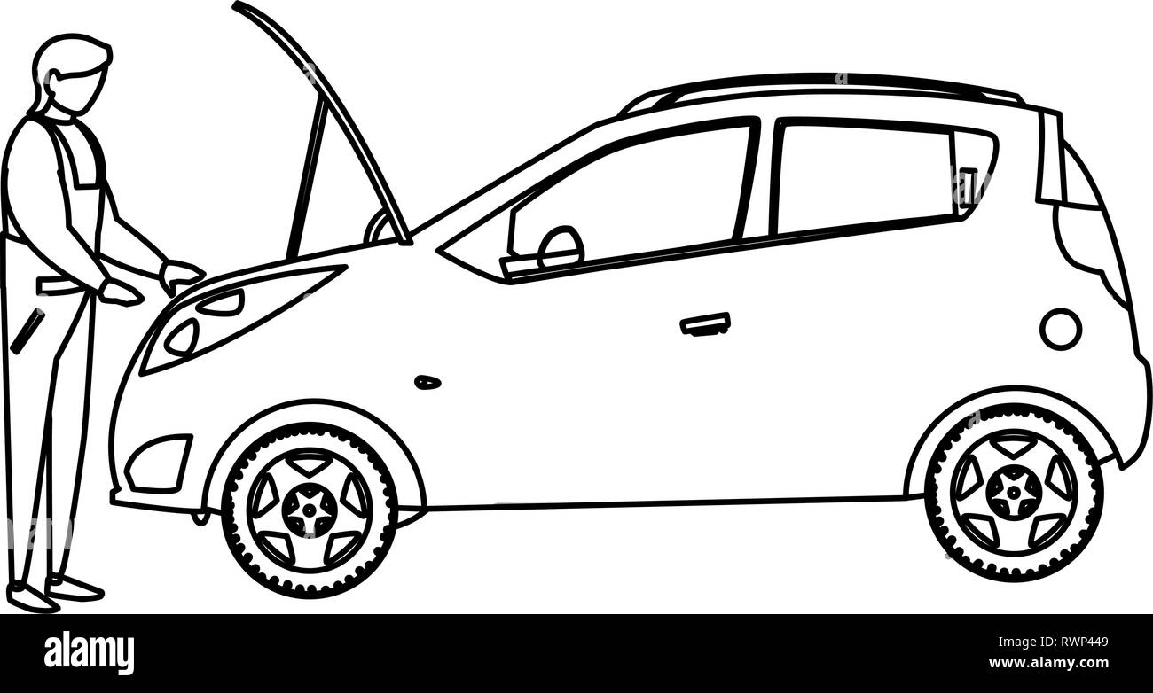 Cartoon Of Man Fixing Car High Resolution Stock Photography and Images ...