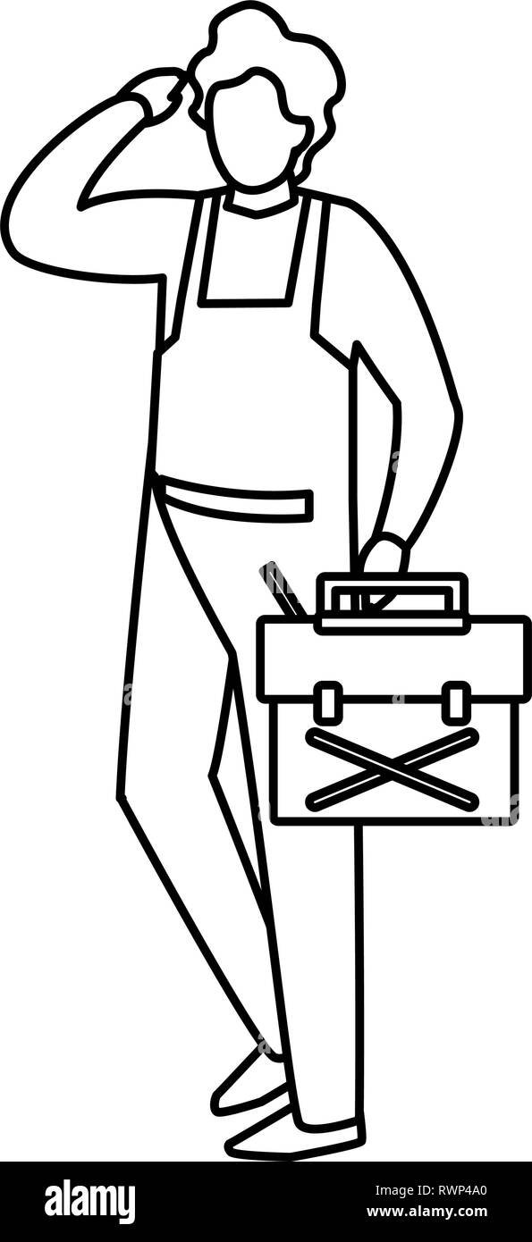mechanic worker with toolbox vector illustration design Stock Vector ...