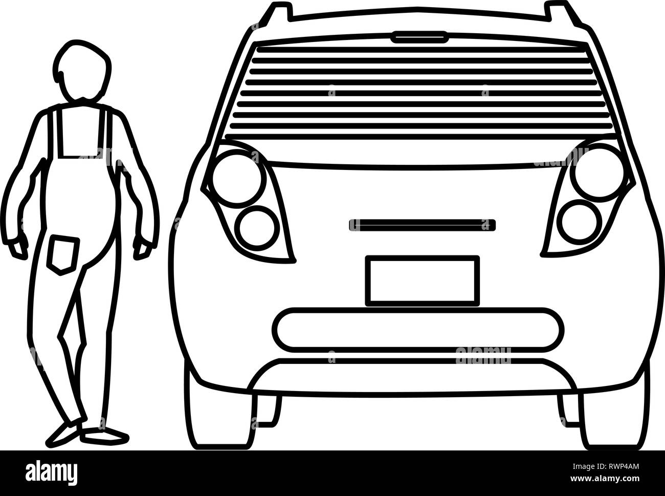 mechanic worker with car vehicle vector illustration design Stock ...