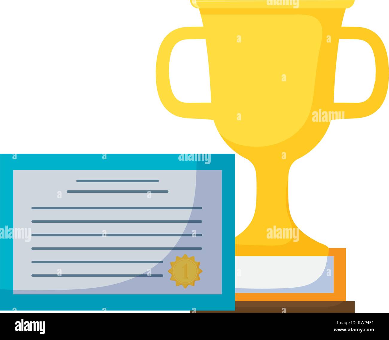 graduation certificate with trophy cup vector illustration design Stock ...