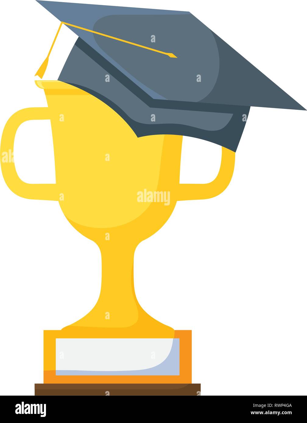 hat graduation with trophy cup vector illustration design Stock Vector ...