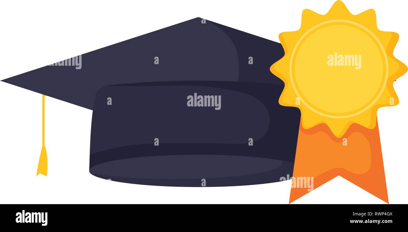 hat graduation with medal award vector illustration design Stock Vector ...