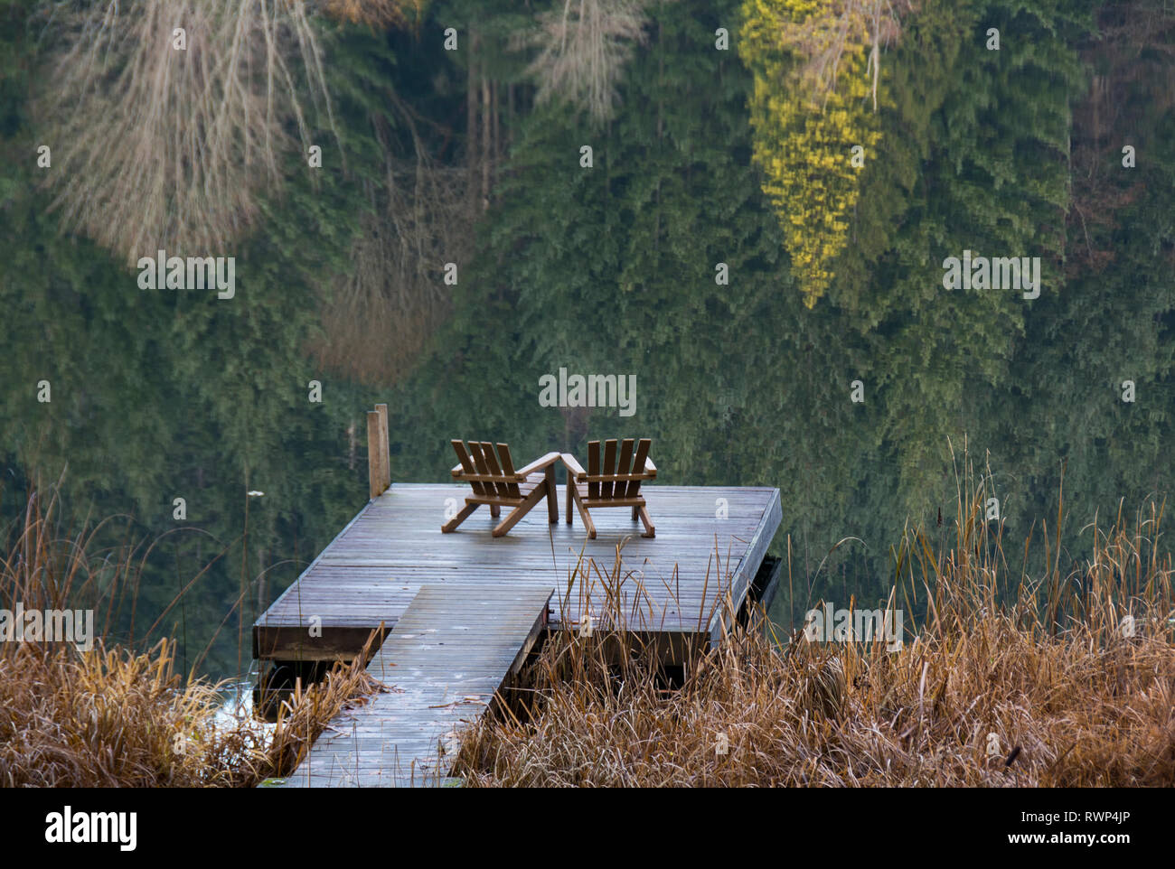 Adirondack Chairs, dock, Cusheon Lake Resort, Salt Spring Island ...