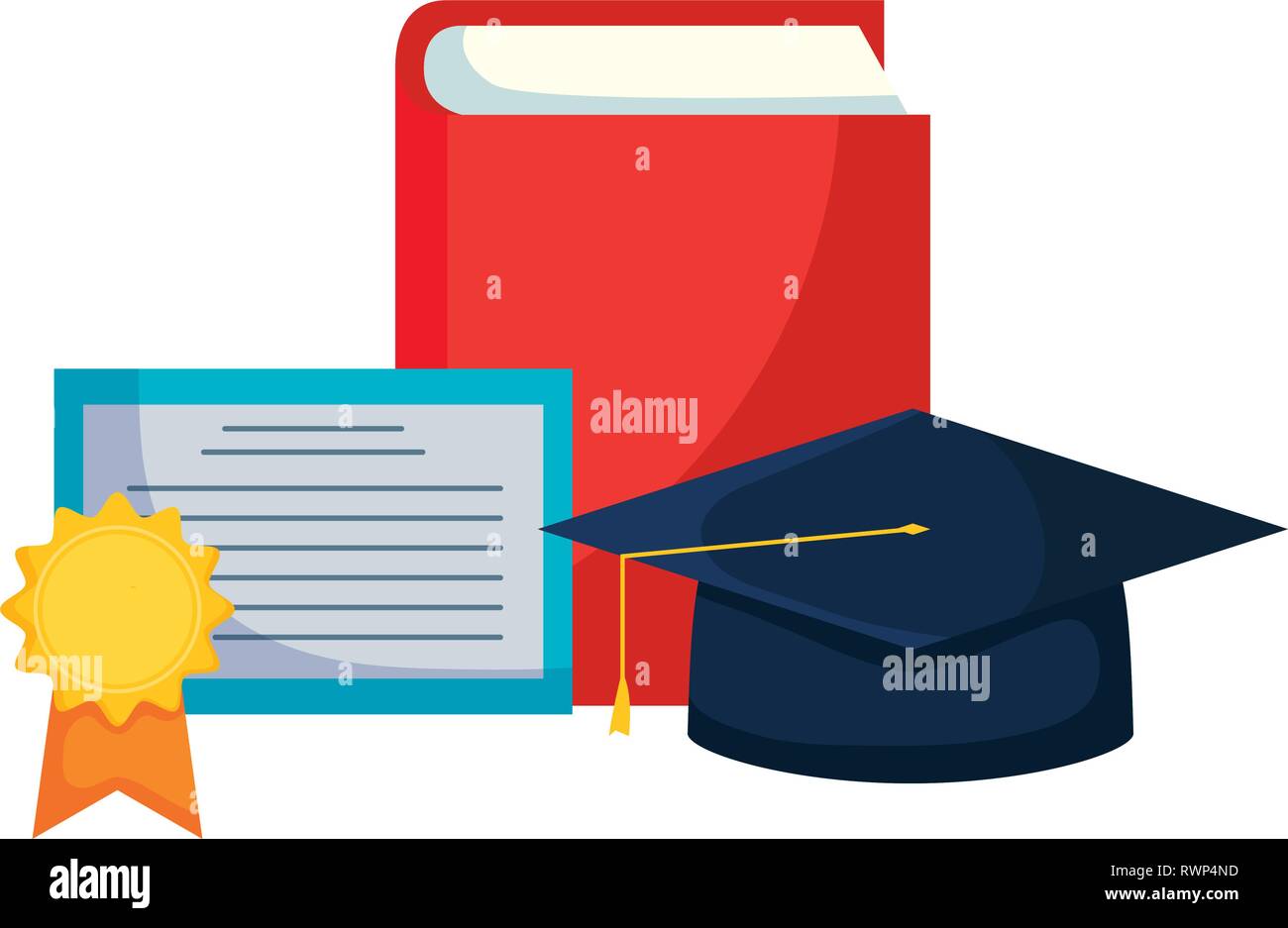 text book with graduation hat and diploma vector illustration design ...
