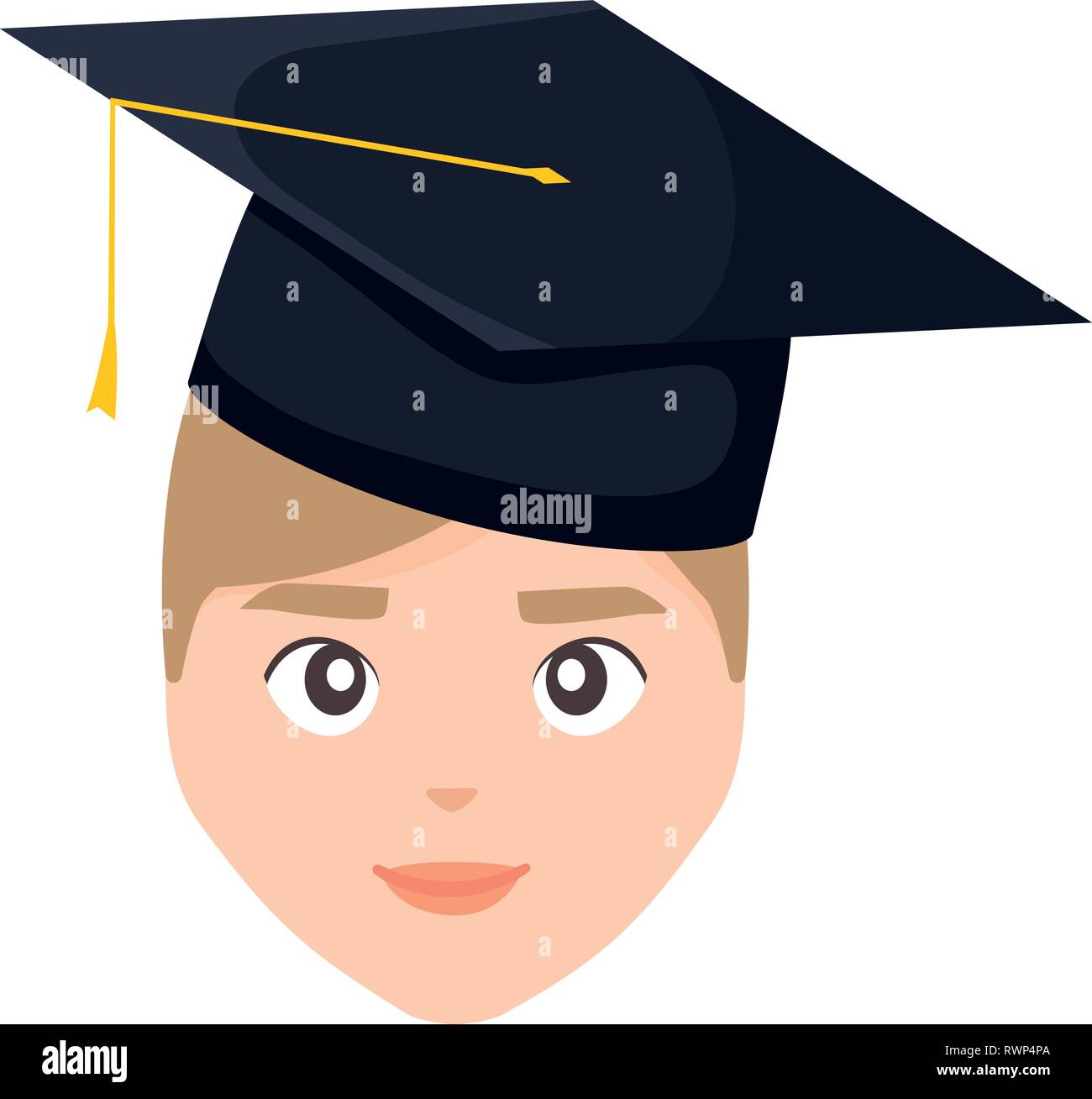 young student graduated head character vector illustration design Stock ...