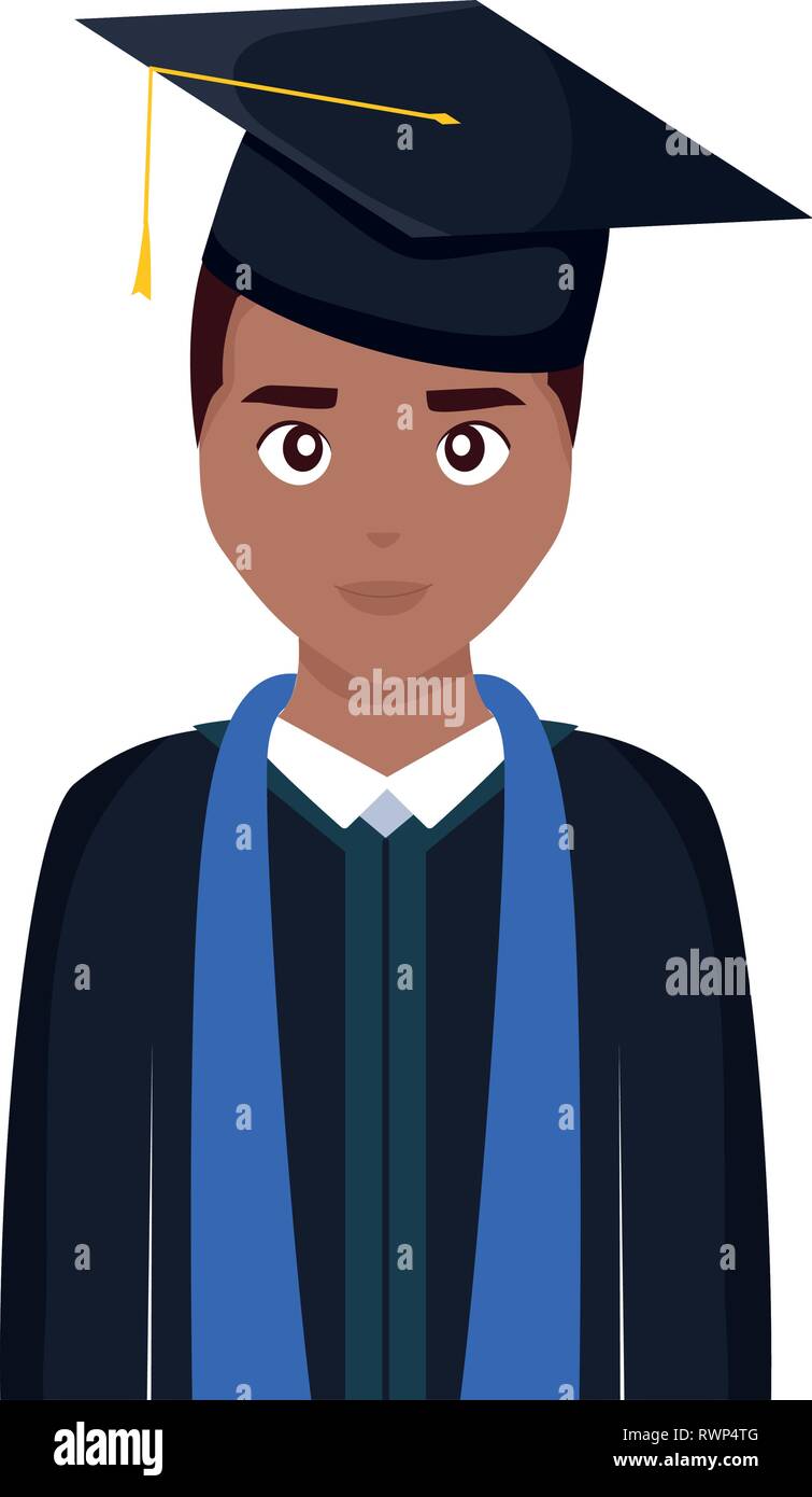 young student graduated black character vector illustration design ...