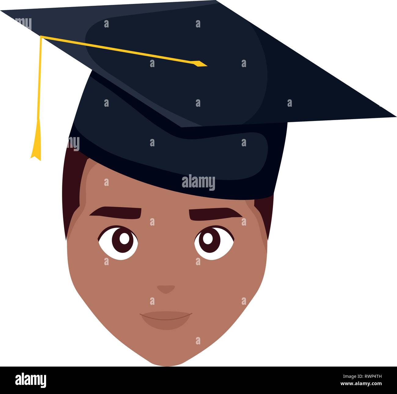 young student graduated black head character vector illustration design ...