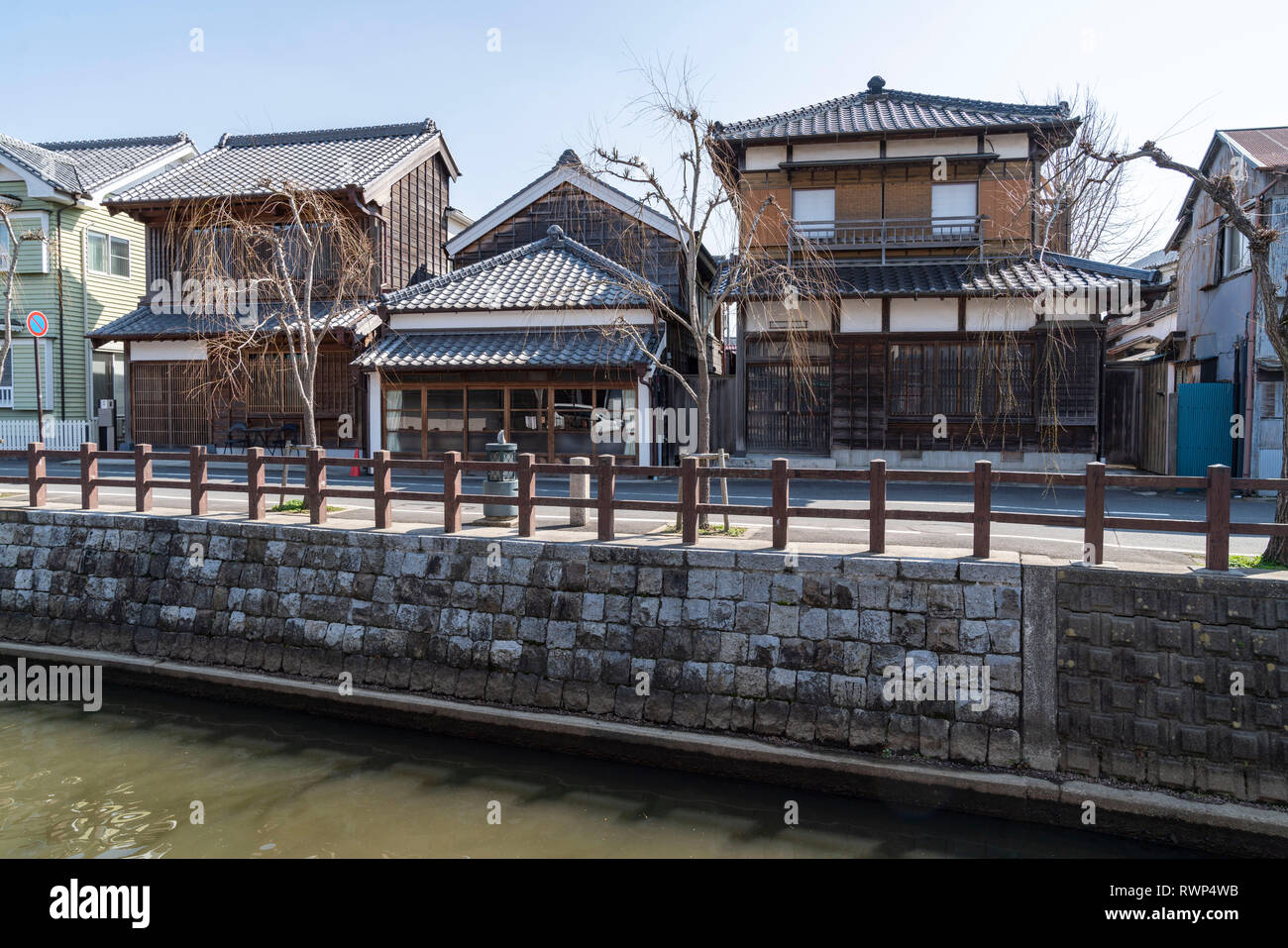 Traditional Japanese style architectures along Ono River, Sawara ...