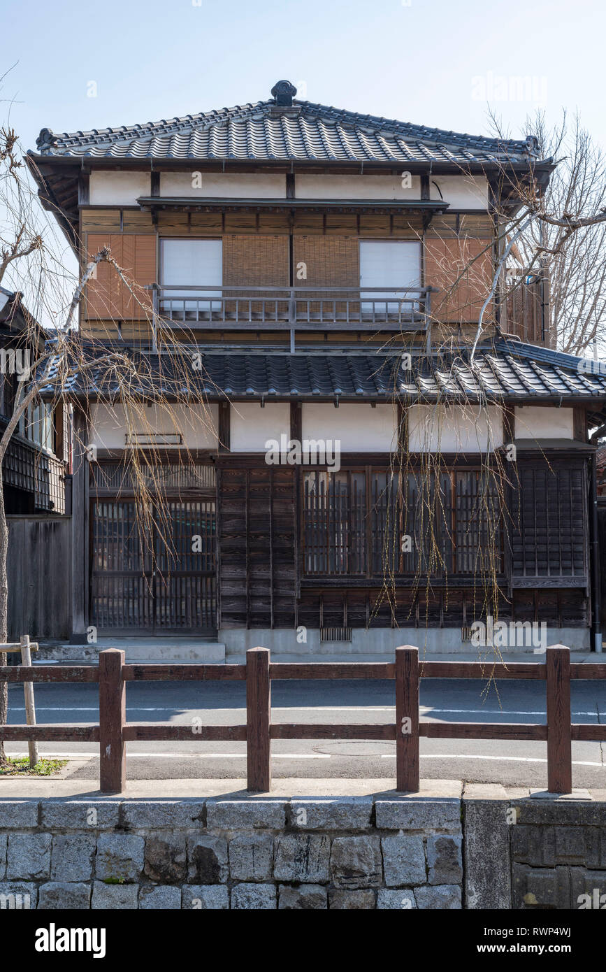 Traditional Japanese style architectures along Ono River, Sawara ...