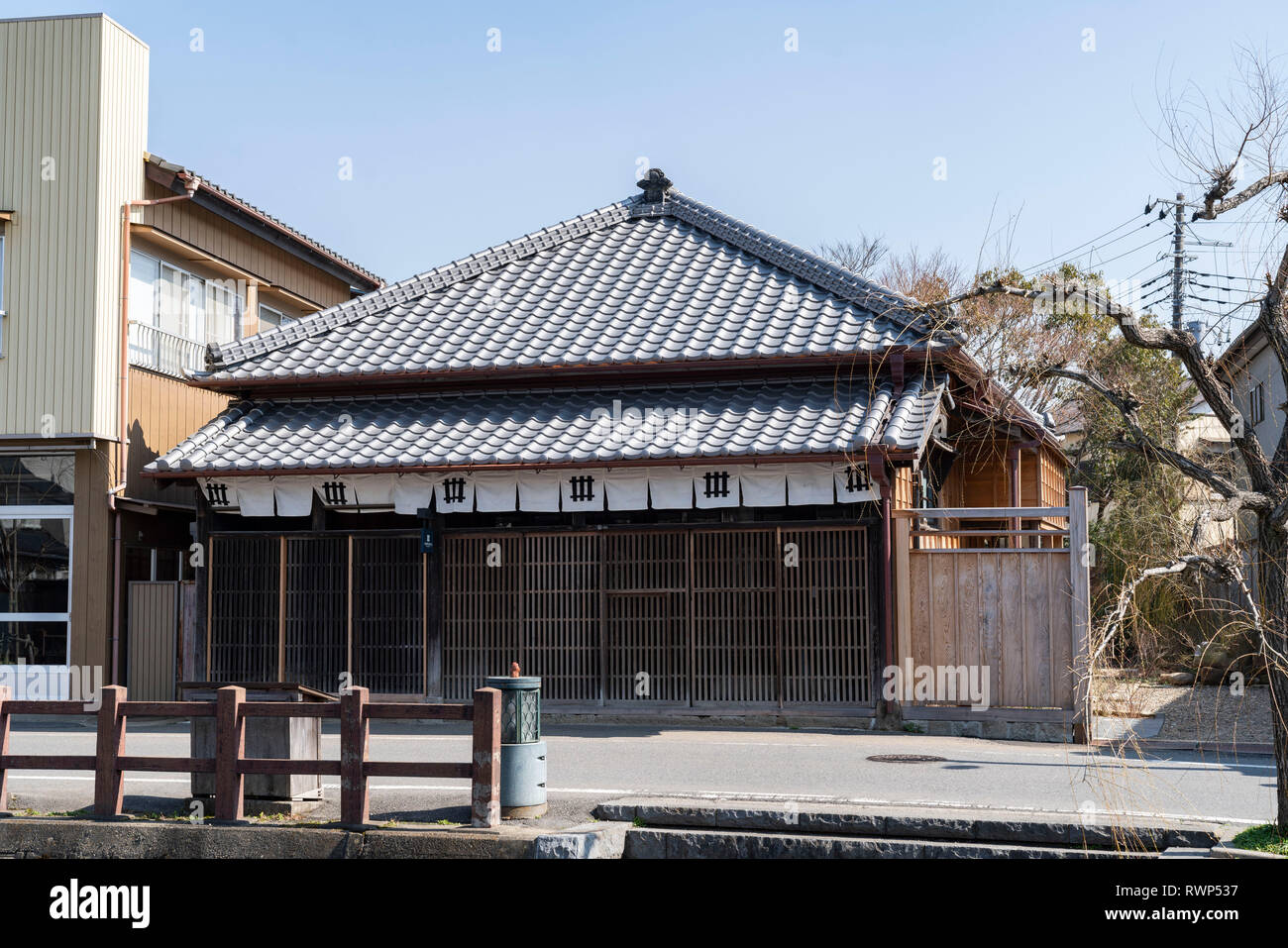 Traditional Japanese style architectures along Ono River, Sawara ...