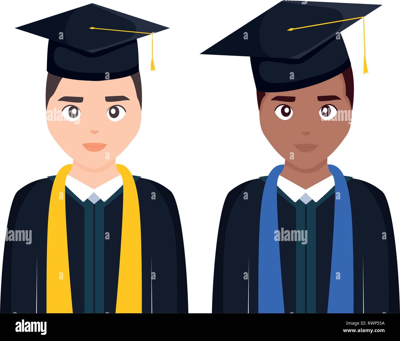 young students graduated diversity characters vector illustration ...