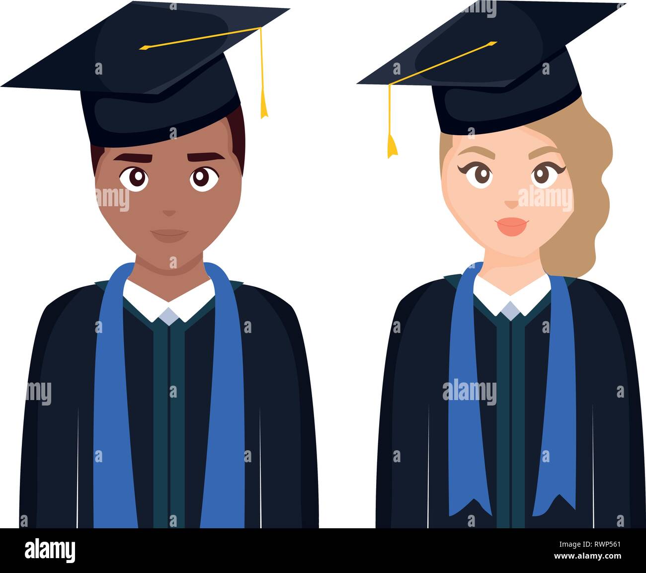young students graduated diversity couple vector illustration design ...