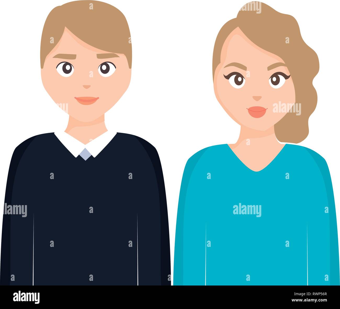 couple avatar characters icons vector illustration design Stock Vector ...