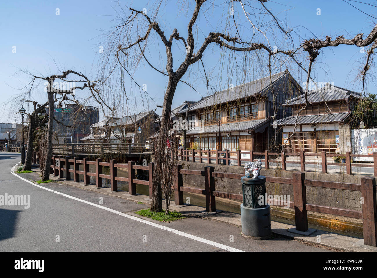 Traditional Japanese style architectures along Ono River, Sawara, Katori City, Chiba Prefecture ...