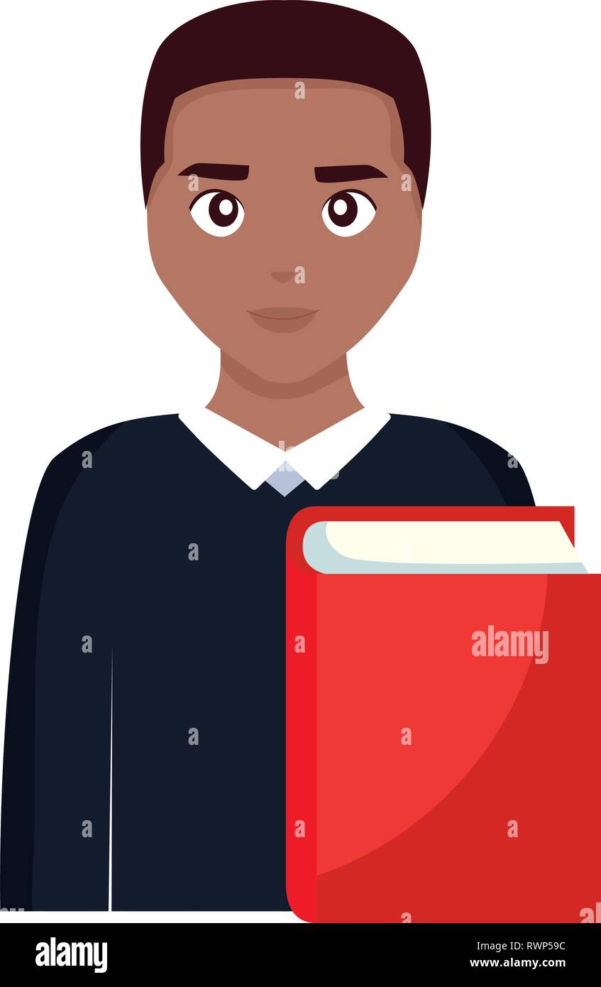 young student black man with book vector illustration design Stock ...