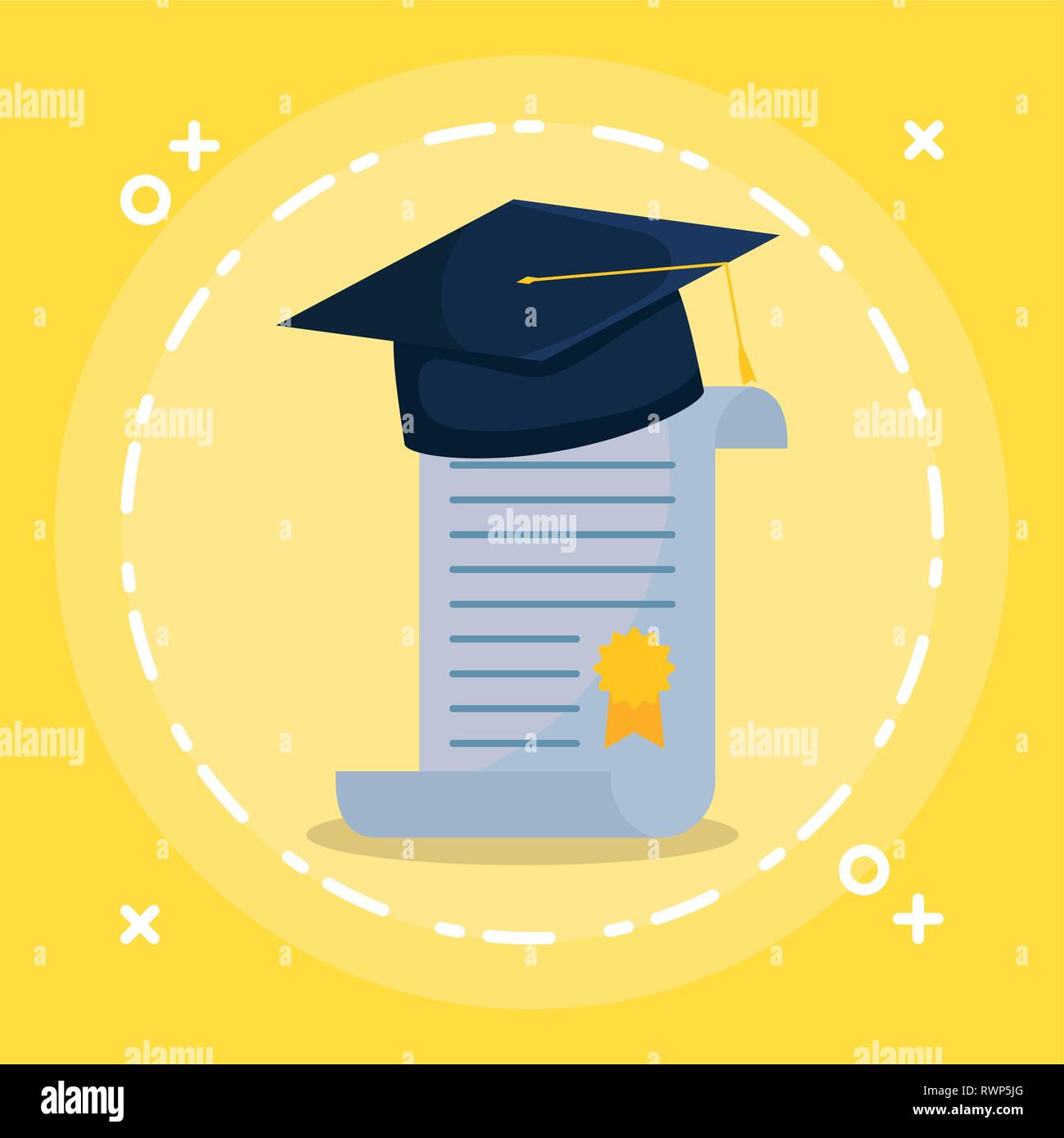 graduation certificate and hat vector illustration design Stock Vector ...