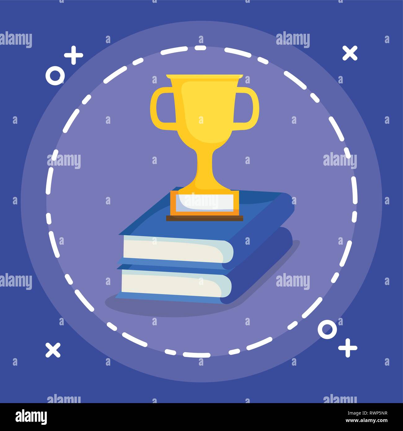 text books with trophy cup vector illustration design Stock Vector ...