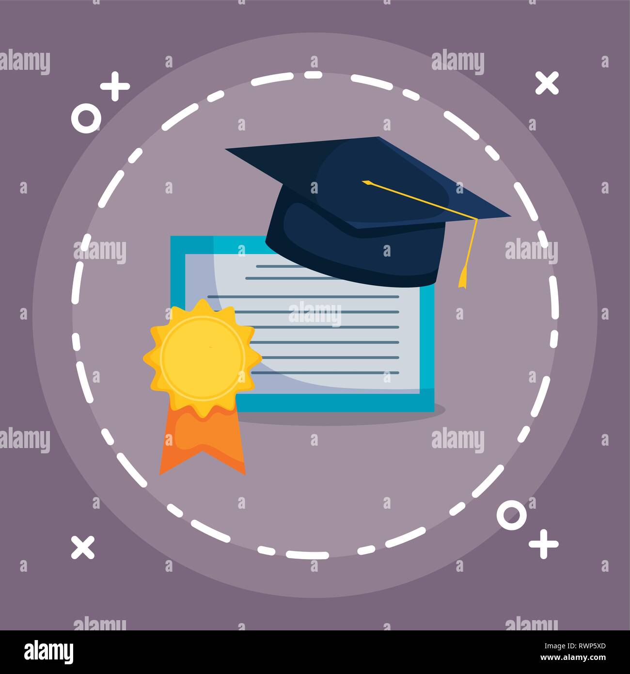 graduation certificate and hat vector illustration design Stock Vector ...