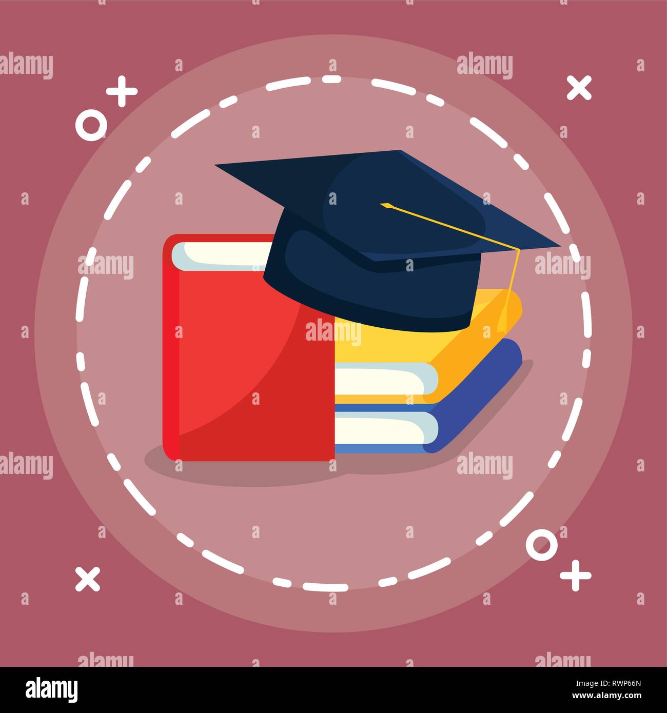 text books with hat graduation vector illustration design Stock Vector ...