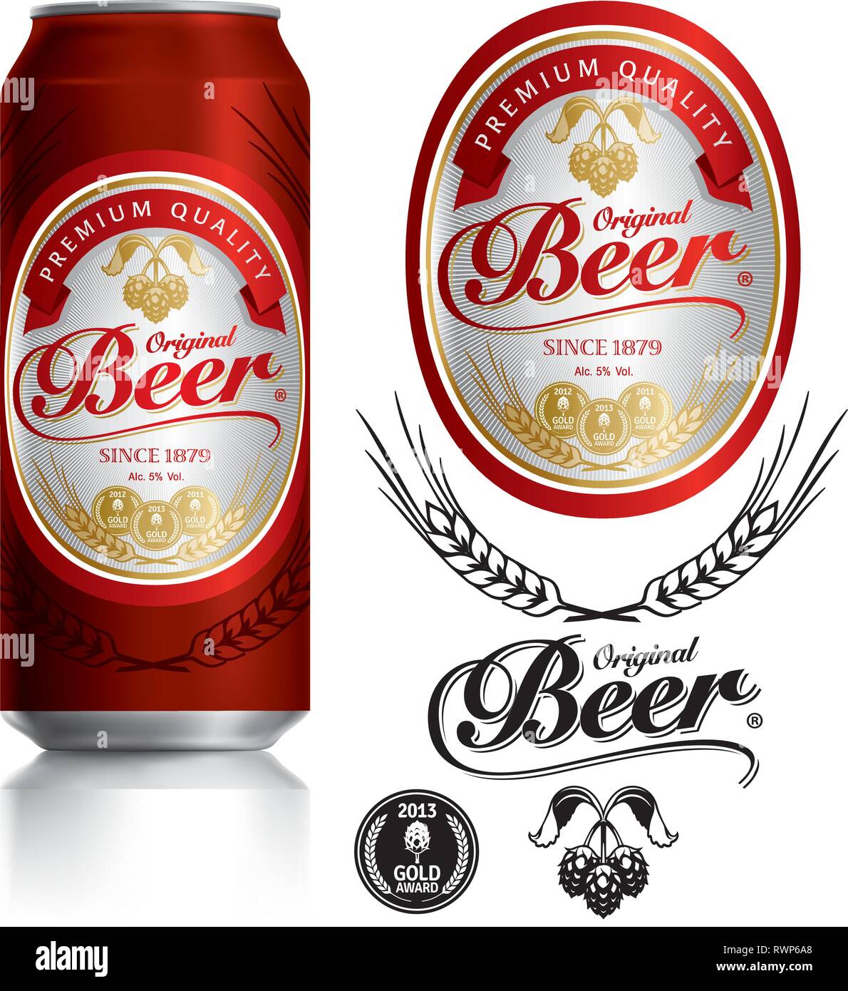 Beer Label vector visual on Black drinks can 500ml Stock Vector Image ...