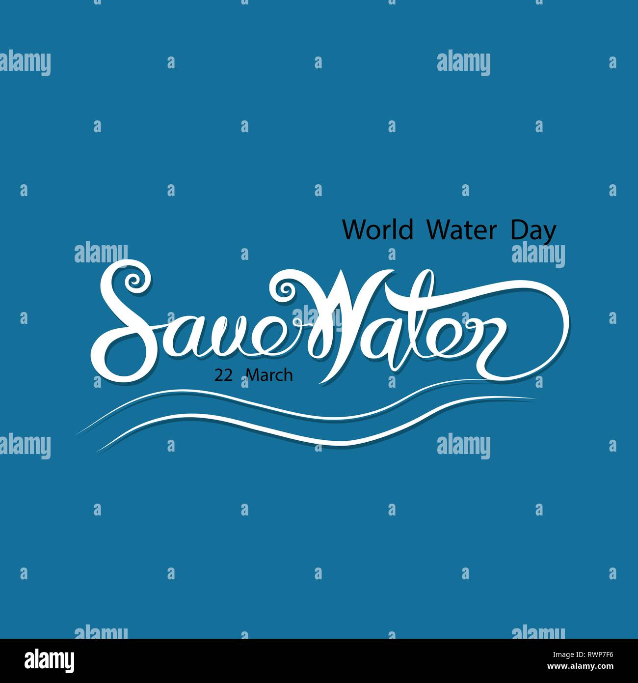 Blue Save Water Typographical Design Elements.World Water Day icon ...