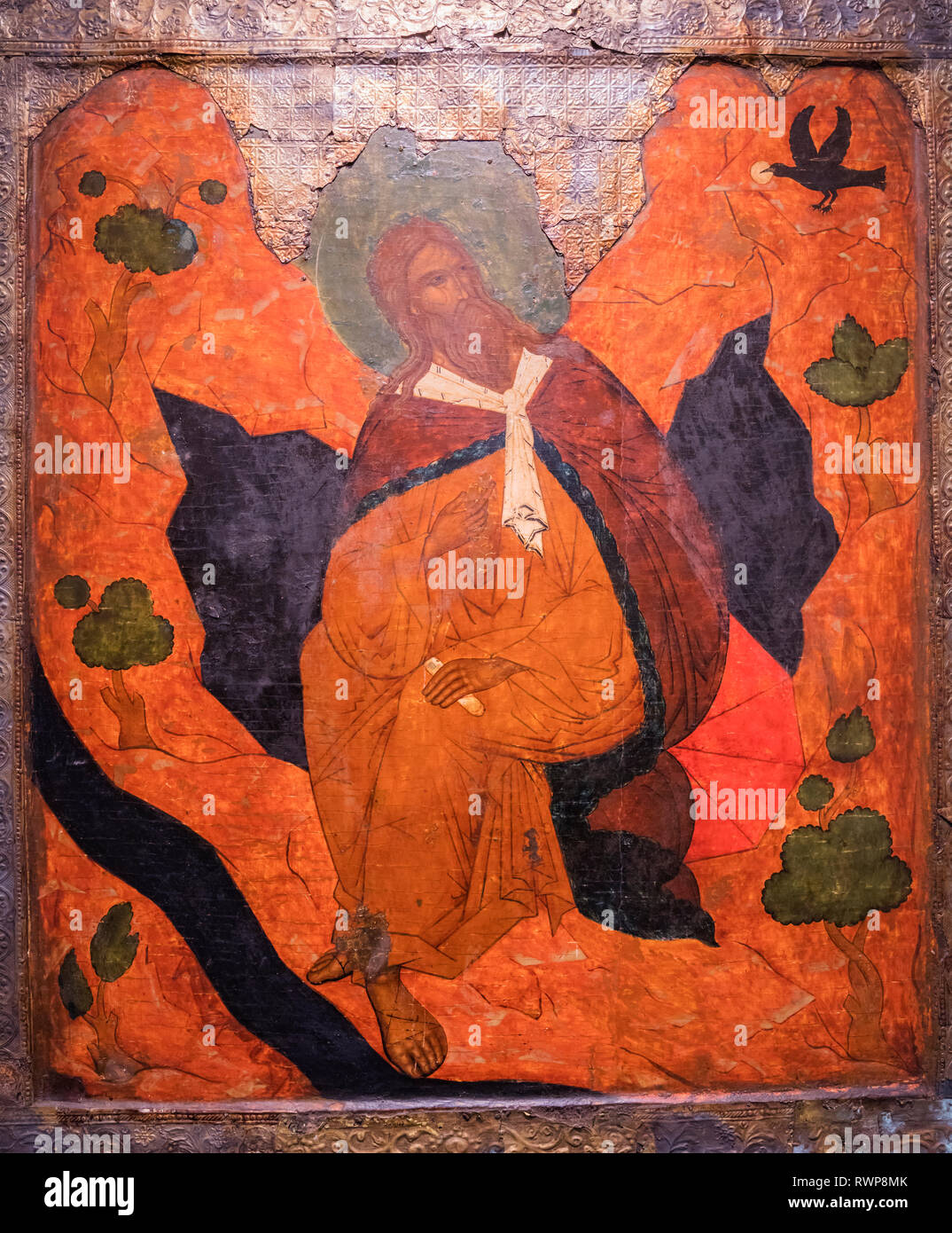 Prophet Elijah icon, 16th century, Palekh, Ivanovo region, Russia Stock ...