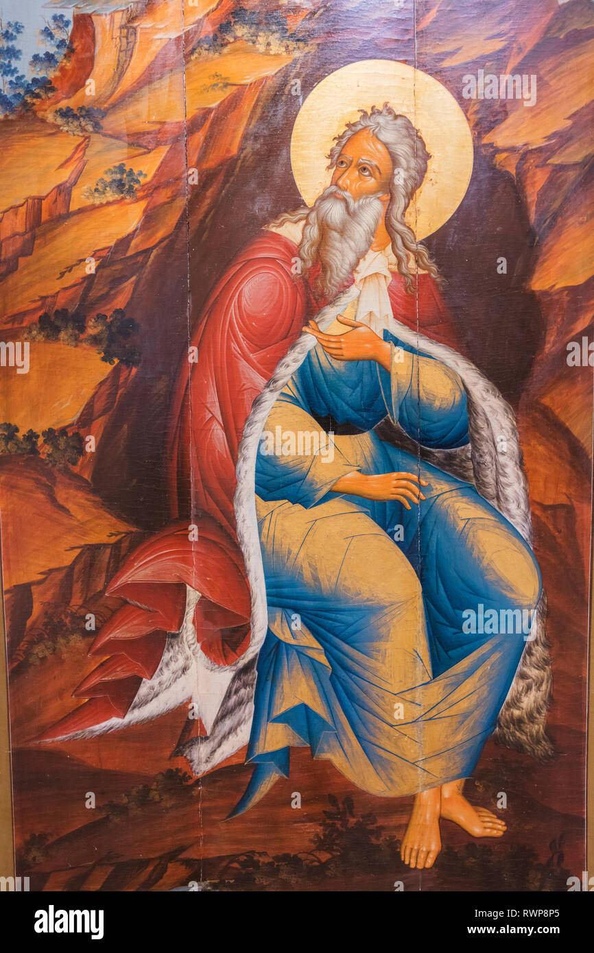 Prophet Elijah icon, 19th century, Palekh, Ivanovo region, Russia Stock ...