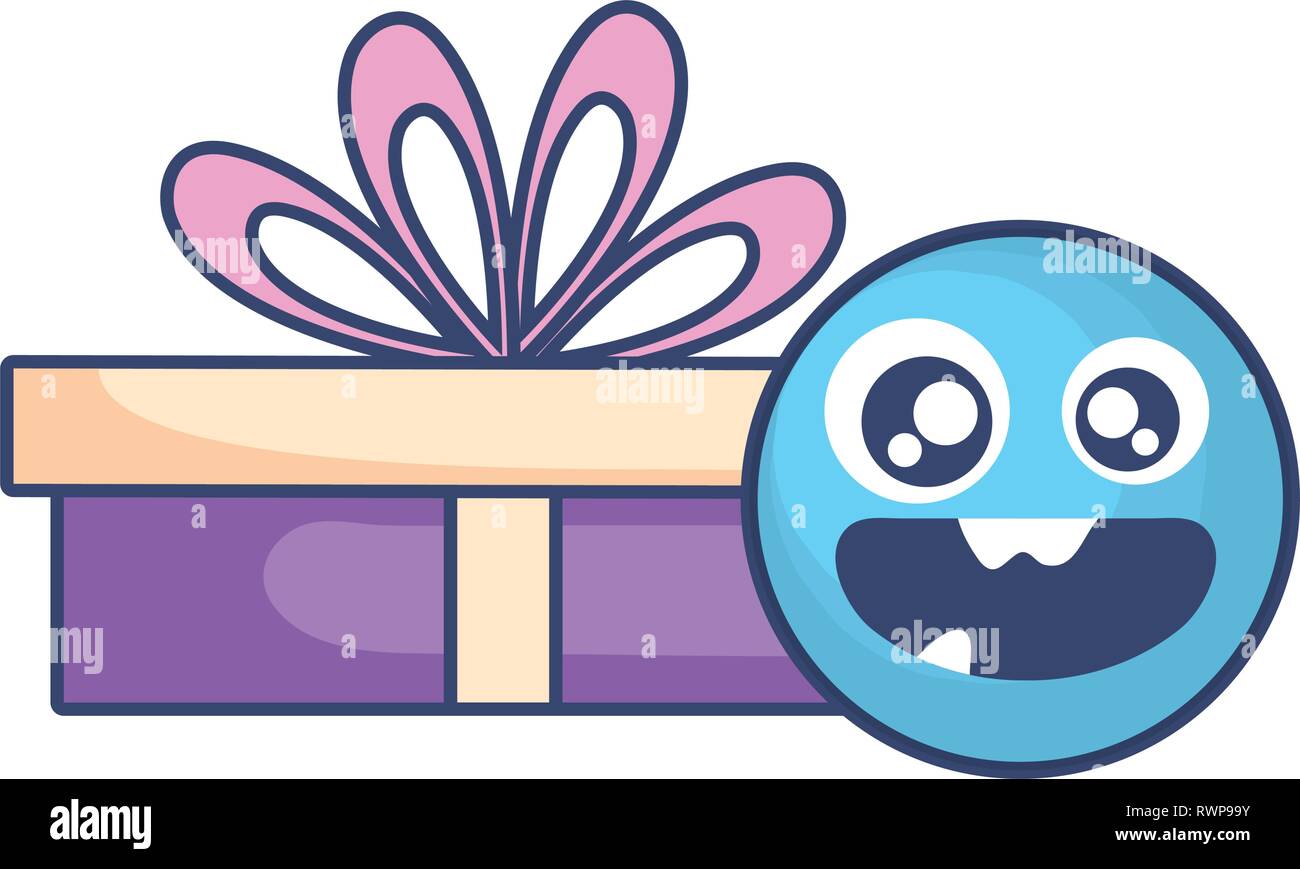 emoticon face with giftbox present vector illustration design Stock ...