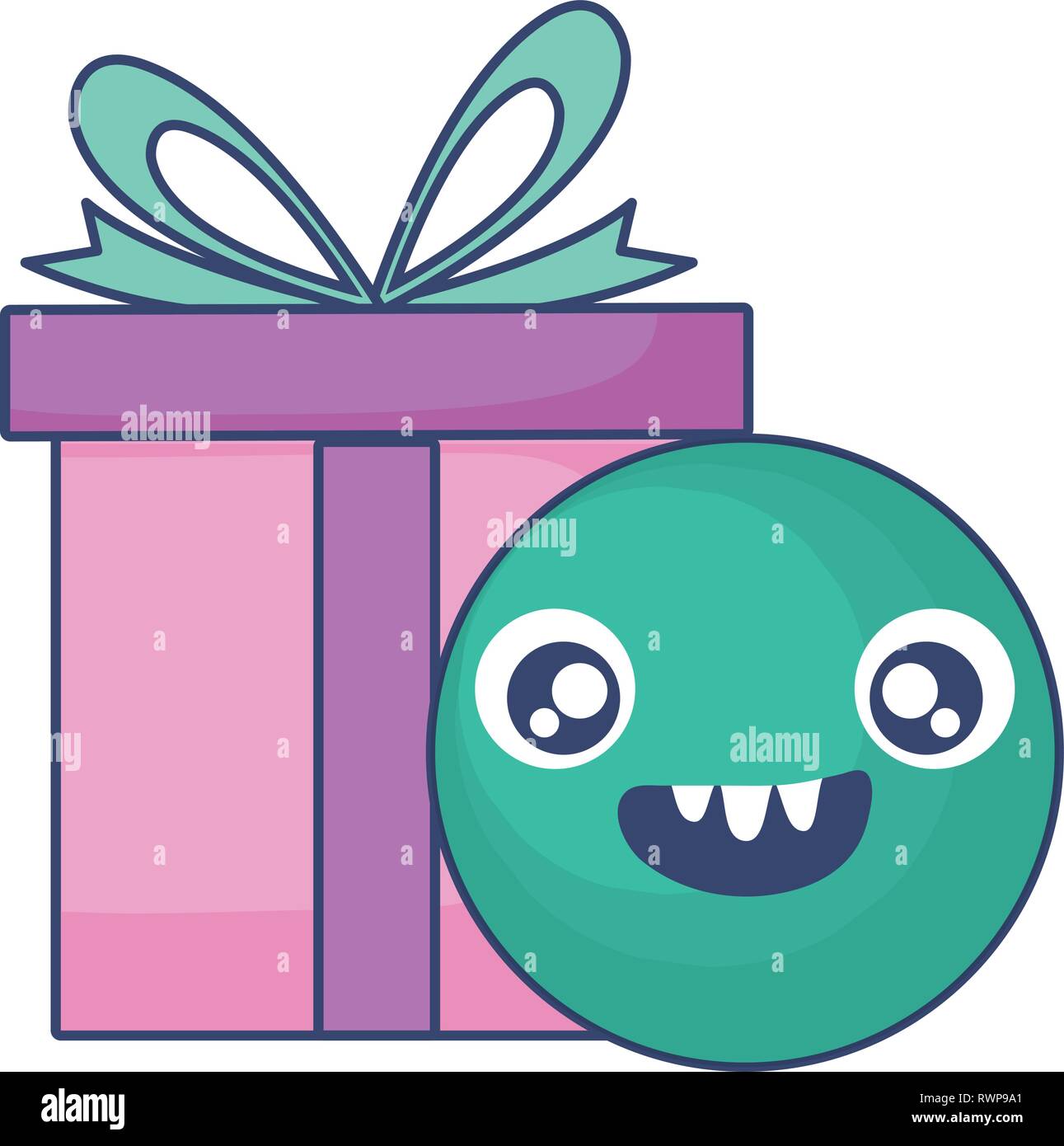 emoticon face with giftbox present vector illustration design Stock ...