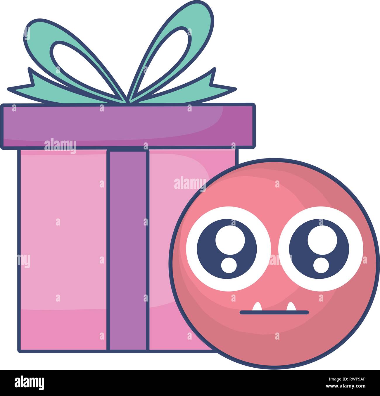 emoticon face with giftbox present vector illustration design Stock ...