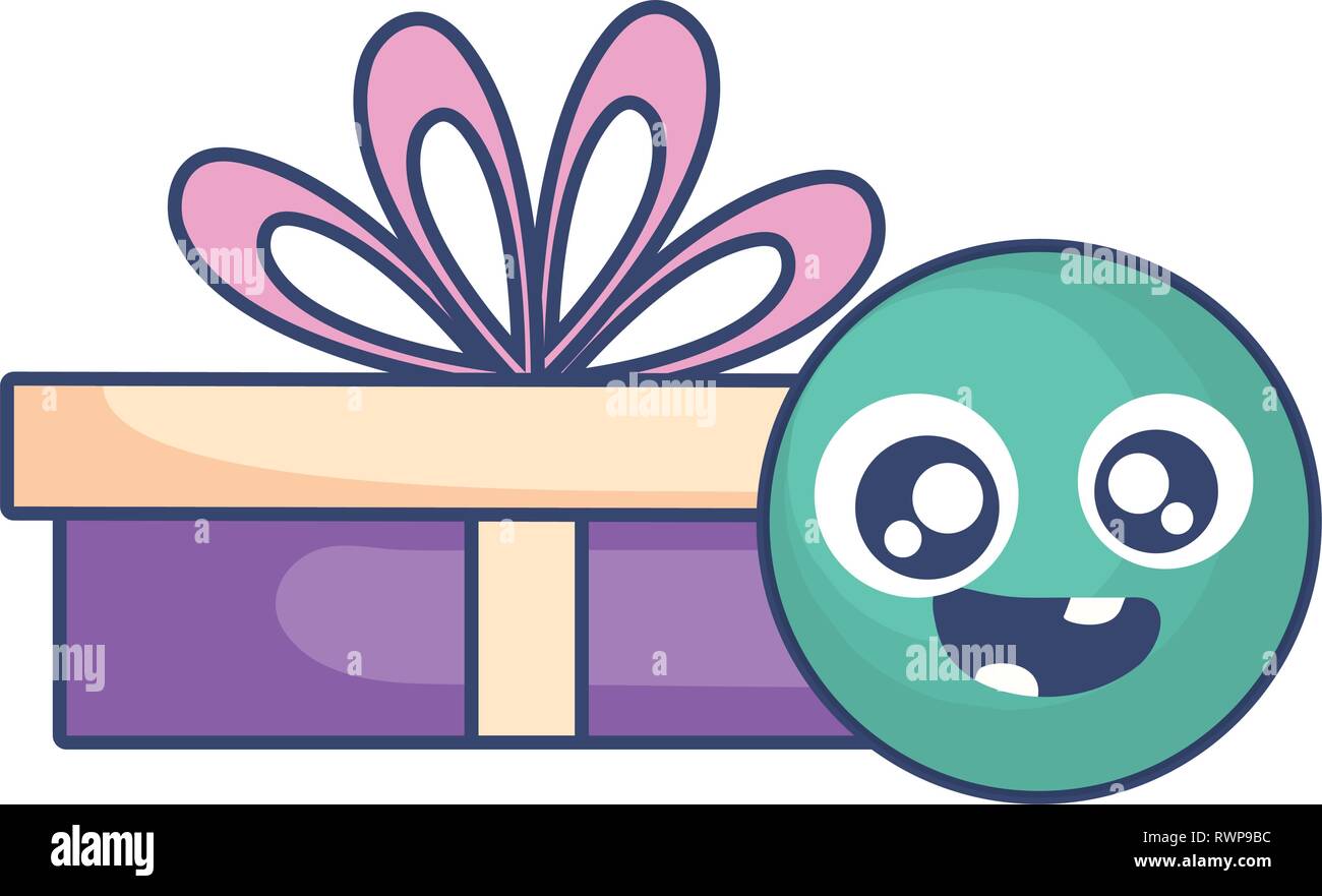 emoticon face with giftbox present vector illustration design Stock ...