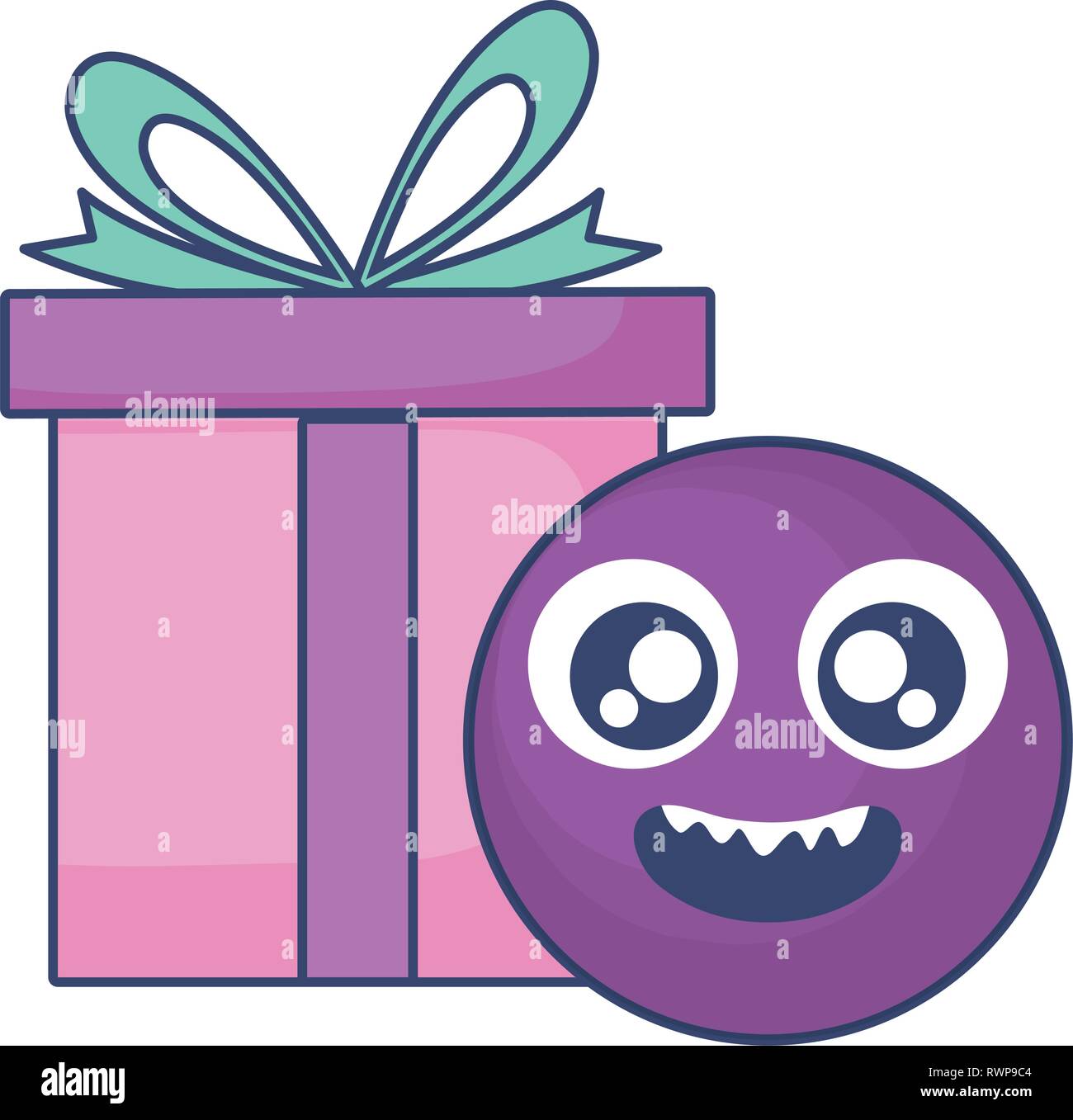 emoticon face with giftbox present vector illustration design Stock ...